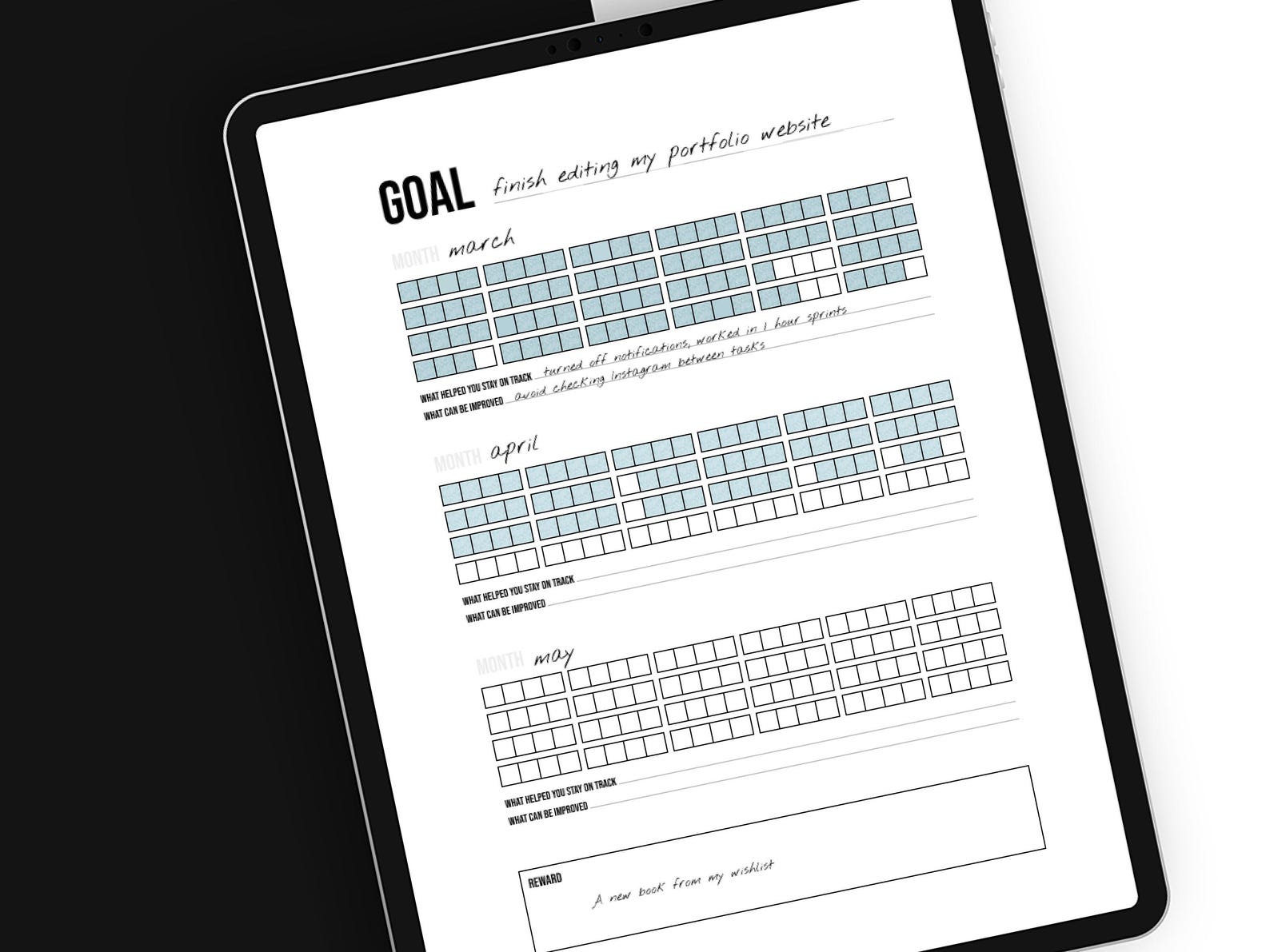 Printable Productivity Tracker | 4h a Day to Achieve Your Goal ...