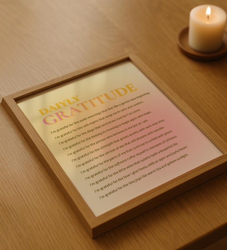 Daily GRATITUDE Quote Poster for WFH Room Dorm Office Bedroom Decor ...