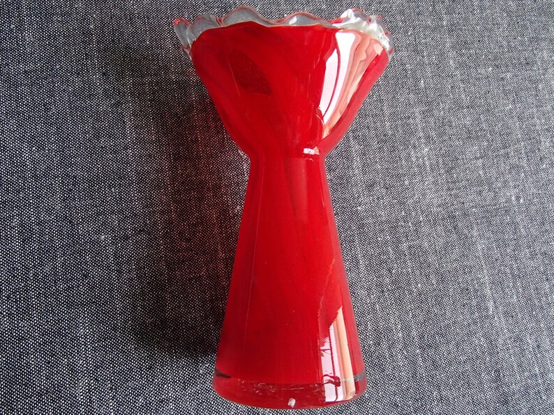 Vintage Lefton Blown Red and Clear Art Glass Vase - Etsy