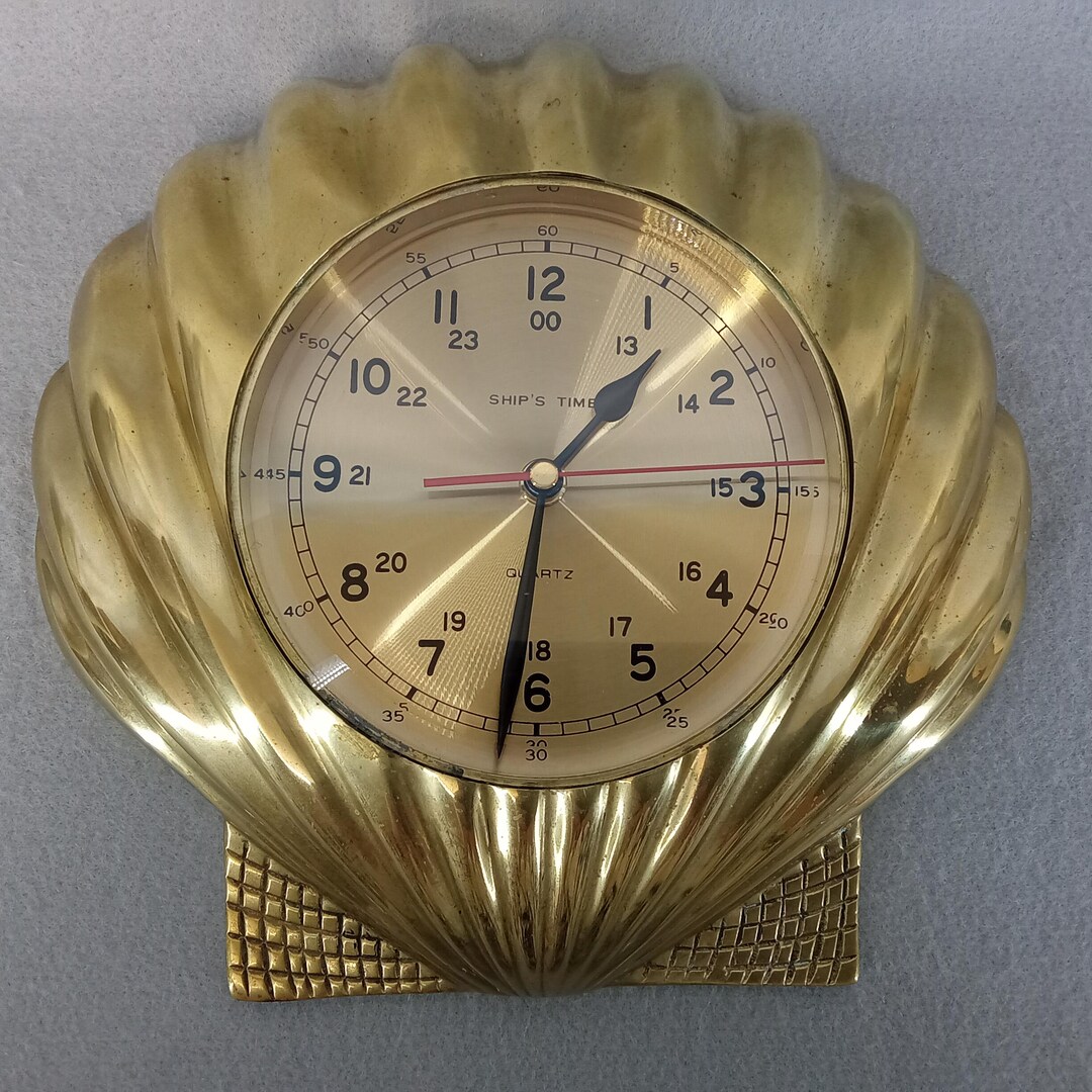 VTG 1985 Tradwell Brass Shell Ship's Time Wall Clock - Etsy