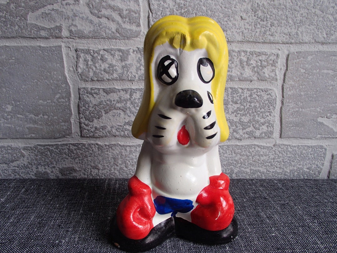 Vintage Clay Painted Boxing Hound Dog Coin Bank by Deville - Etsy