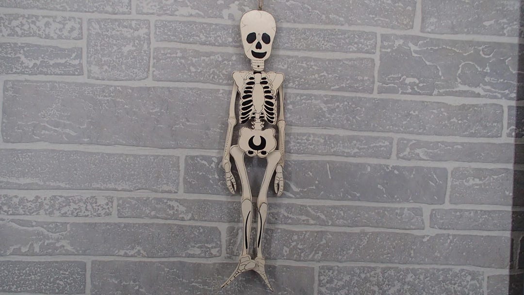VTG Wooden Jointed Skeleton Hand Painted Halloween - Etsy
