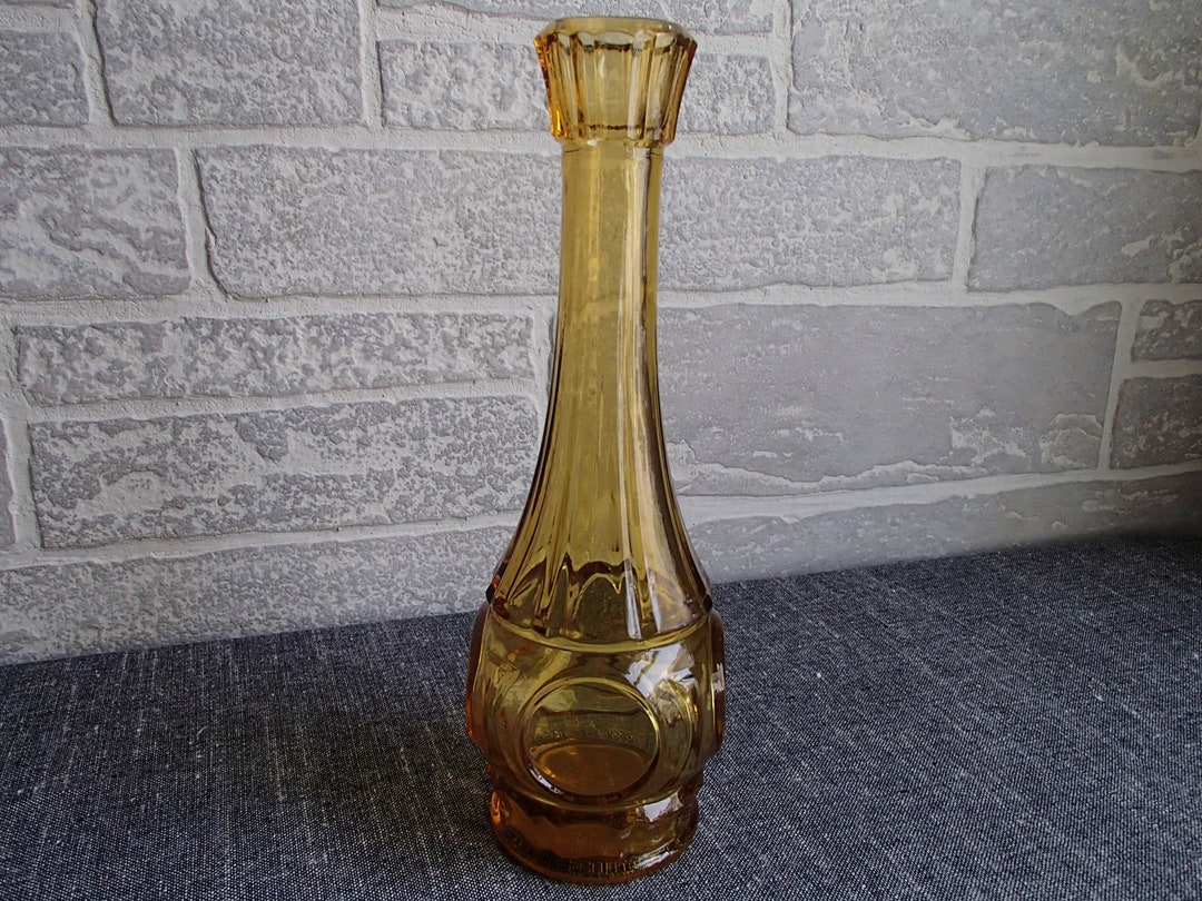 1970s Wheaton Amber Glass Vase Bullseye Coin Pattern - Etsy