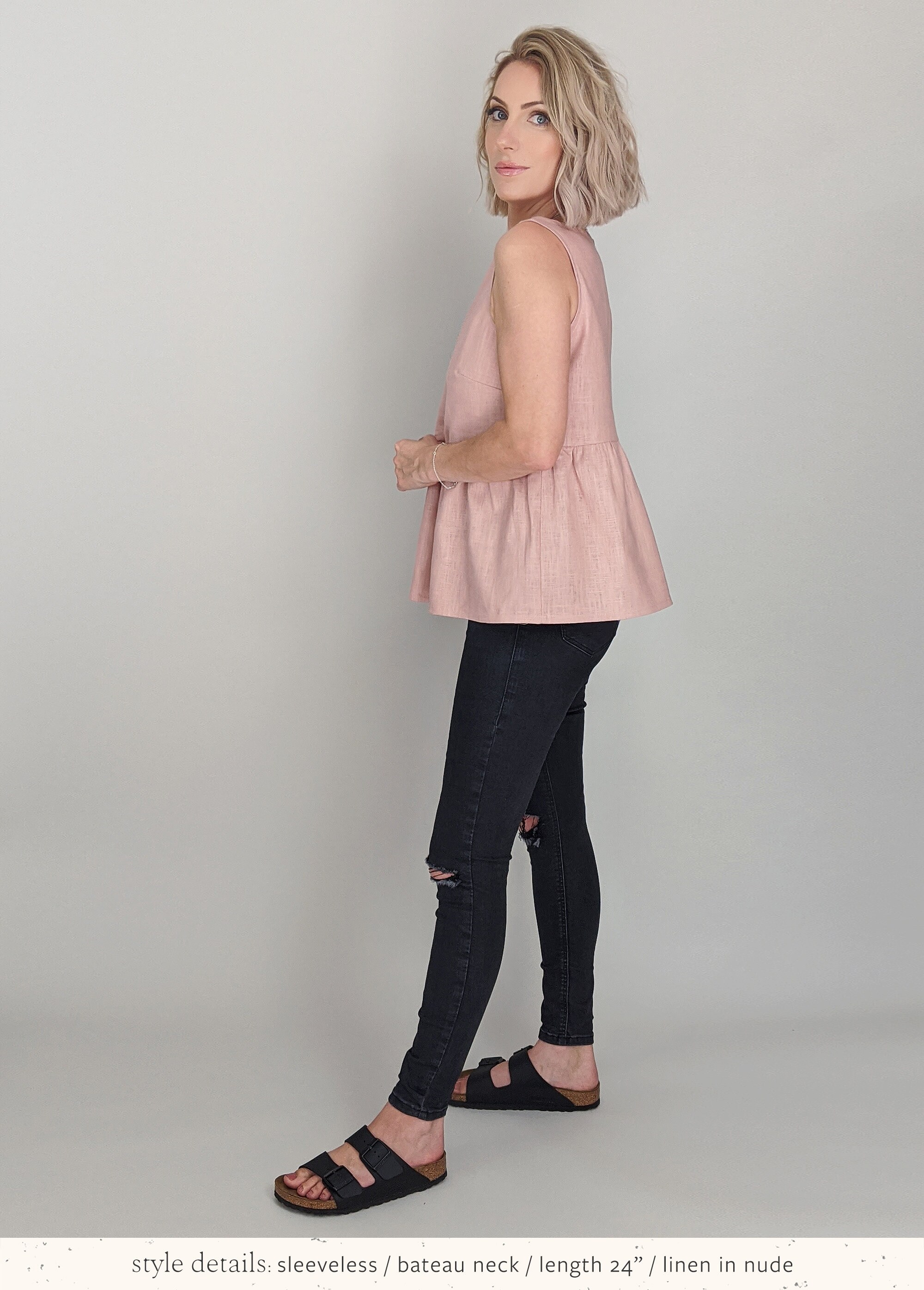 Sleeveless Linen Smock Top Customisable Peplum Top Cotton Tencel Double ...