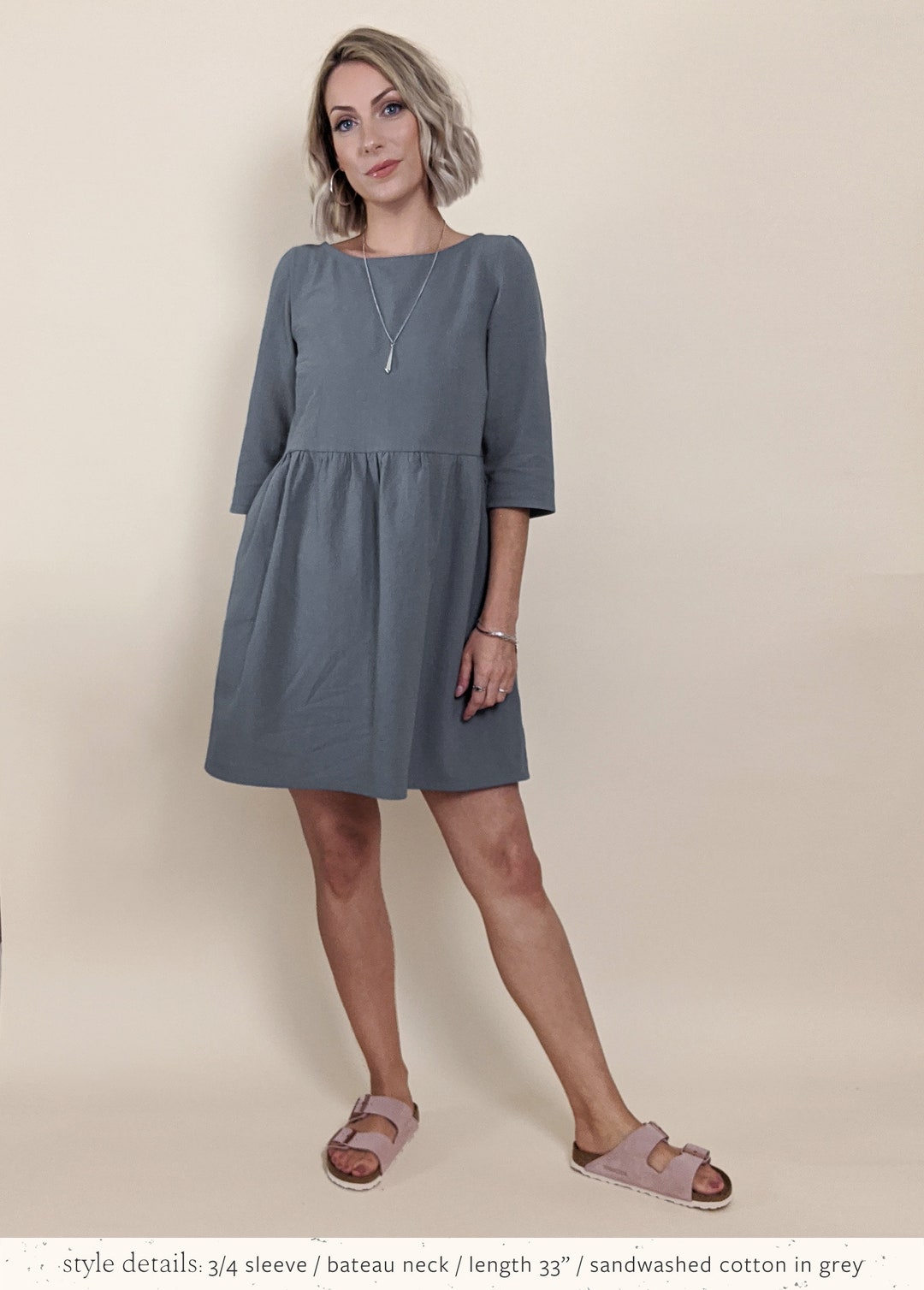 Customisable Smock Dress Choose Neckline and Sleeve Style Linen Cotton ...