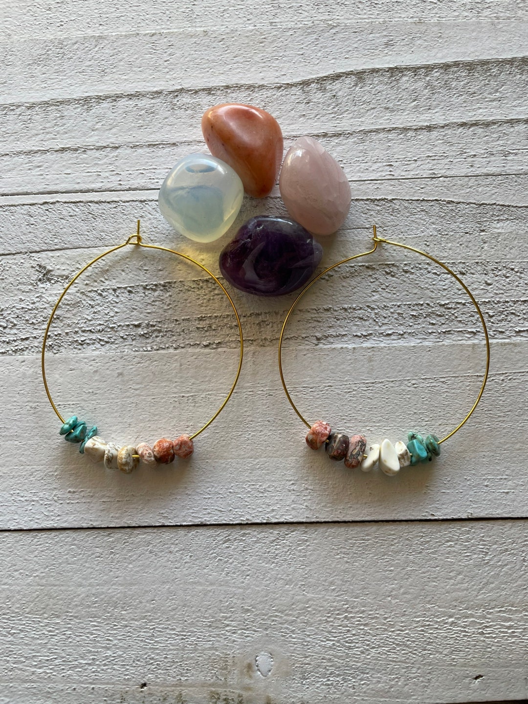 Elegant Gemstone Hoops With Unique Bead Design for Stylish Looks - Etsy