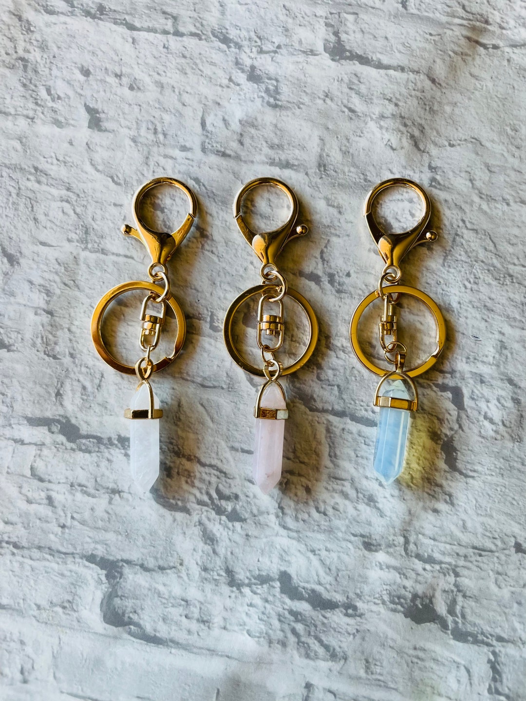 Crystal Keychain, Gold Keychain, Quartz Keychain, Keychain for Purse - Etsy