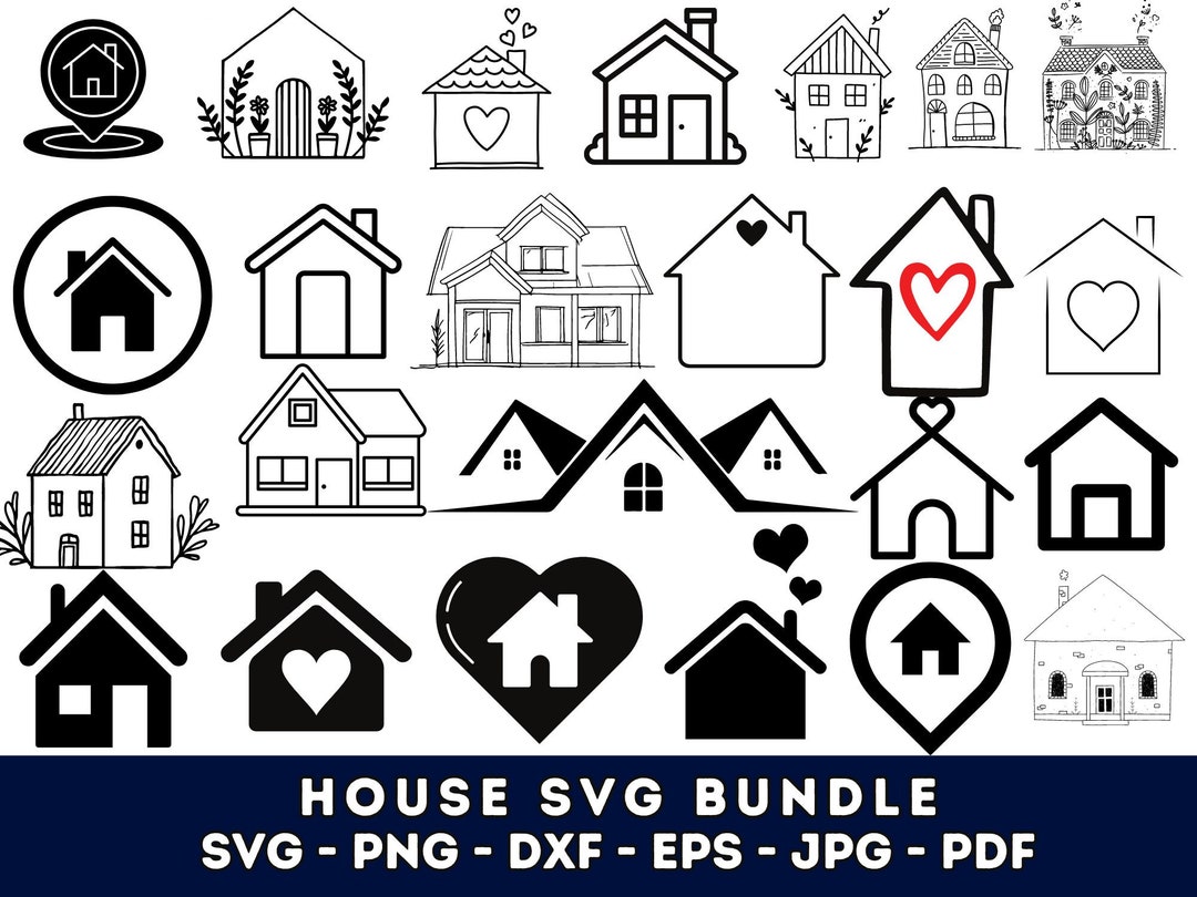 Little House Svg Bundle, Roof House Svg, House Outline Svg, Floral ...