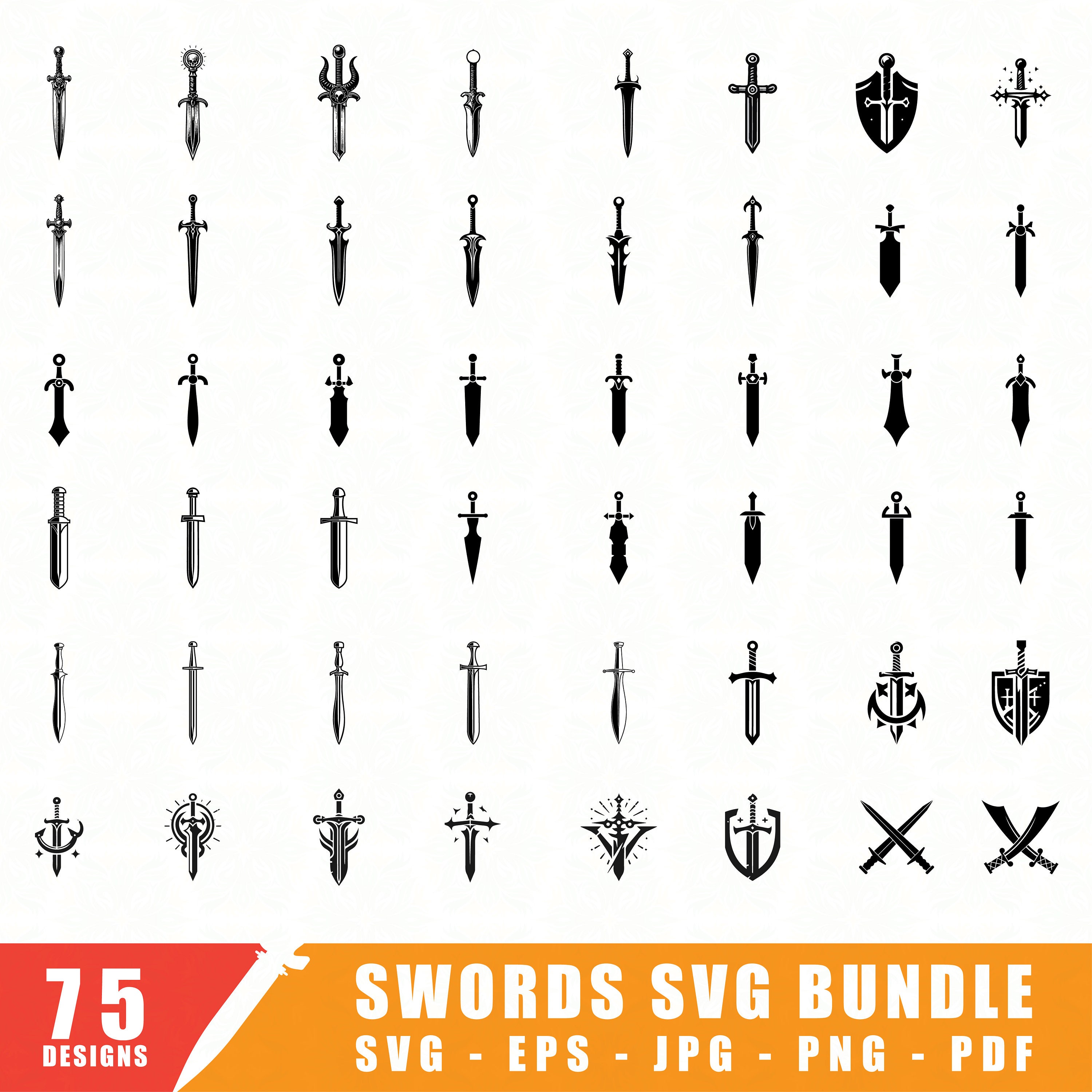 Cute Sword Svg Bundles, Sword Png, Sword Clipart, Weapon Svg, Swords ...