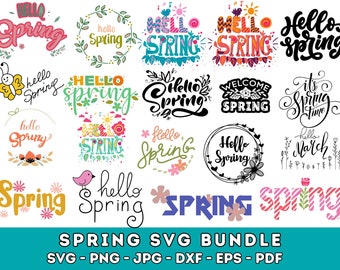 Spring Svg Bundle, Hello Spring Svg, Spring is Here Svg, Welcome Spring ...