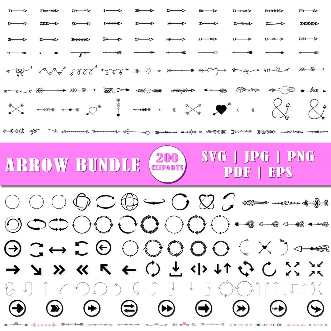 Direction Arrow Svg Bundles, Archery Svg Bundles, Arrow Clipart, Bow ...
