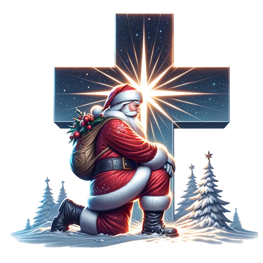 Santa Knee Bow Cross Png, Santa Christmas Png, Christmas Shirt ...