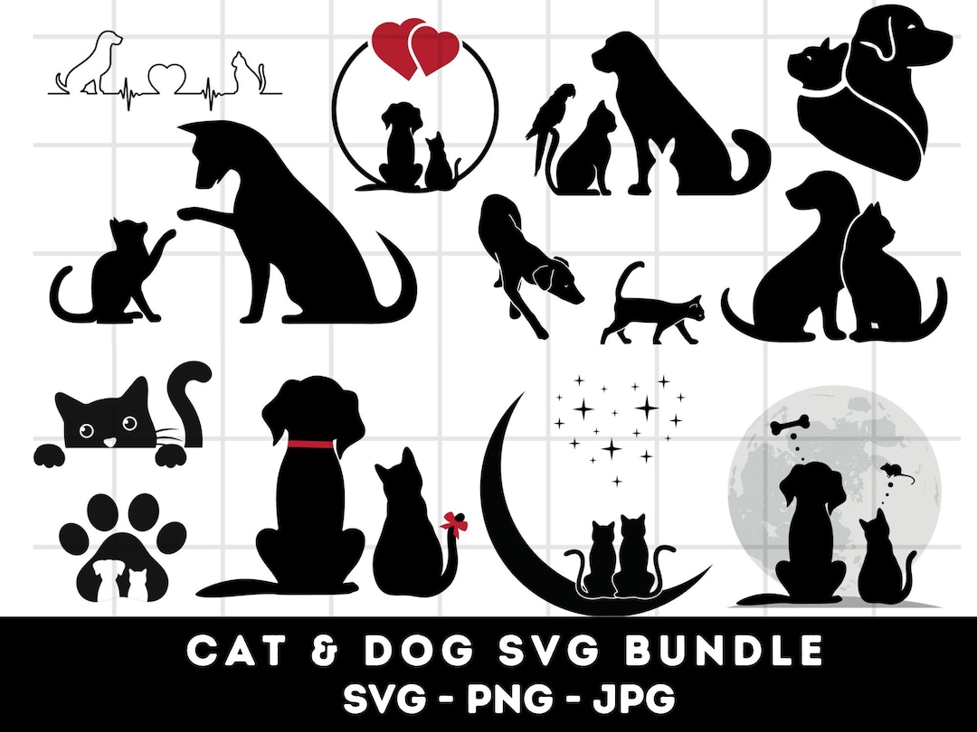 Cat and Dog Silhouette Svg, Cat and Dog Silhouette, Cat and Dog Clipart ...