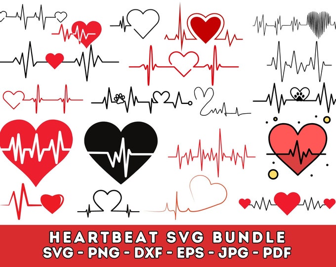 Heartbeat Svg Bundle,heart Beat Svg,heartbeat Clipart,healthcare,nurse ...