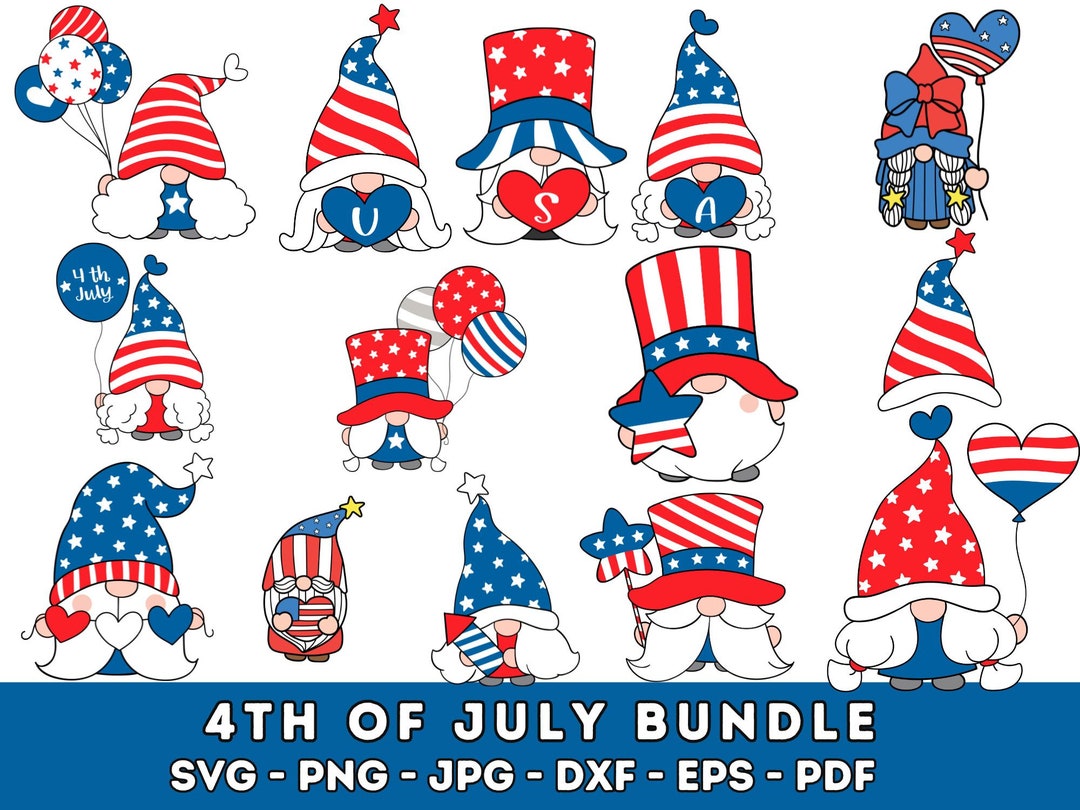 4th of July Gnome Svg Png, Patriotic Gnomes Bundle, Independence Day ...