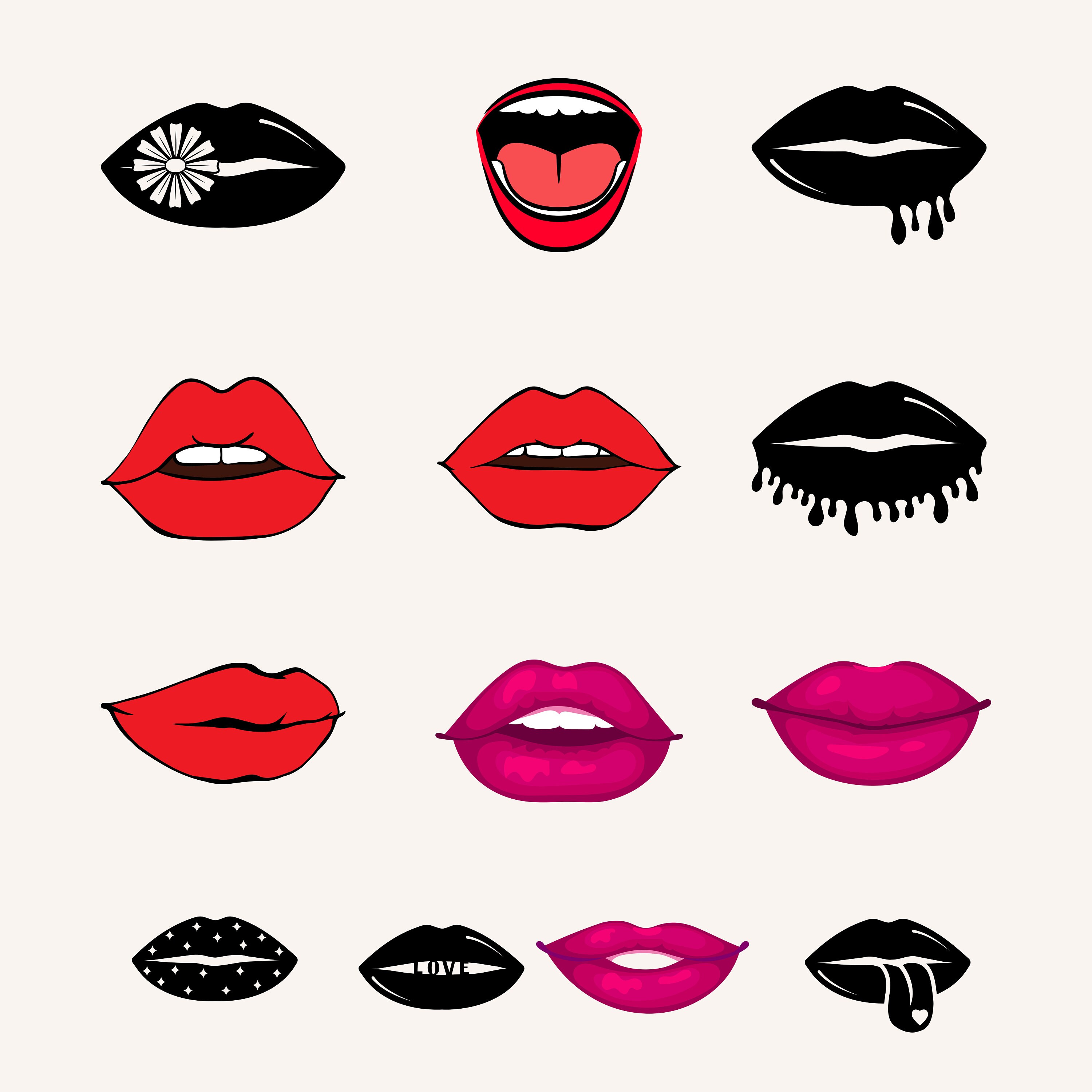Cute Lips Svg Bundles, Lips Clipart, Lipstick Svg Bundles, Kiss Svg ...