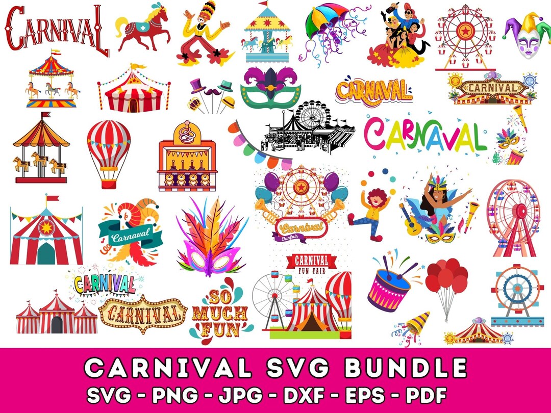 Svg carnaval | Lot svg cirque | Lot svg méga carnaval | Carnaval png ...