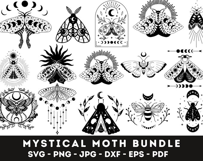 Moth SVG, Moths Clipart, Moth SVG Bundle, Moth Line Drawing, Cut File ...