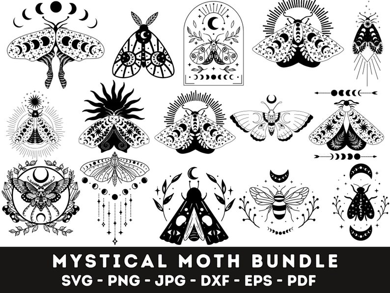 Moth SVG, Moths Clipart, Moth SVG Bundle, Moth Line Drawing, Cut File ...