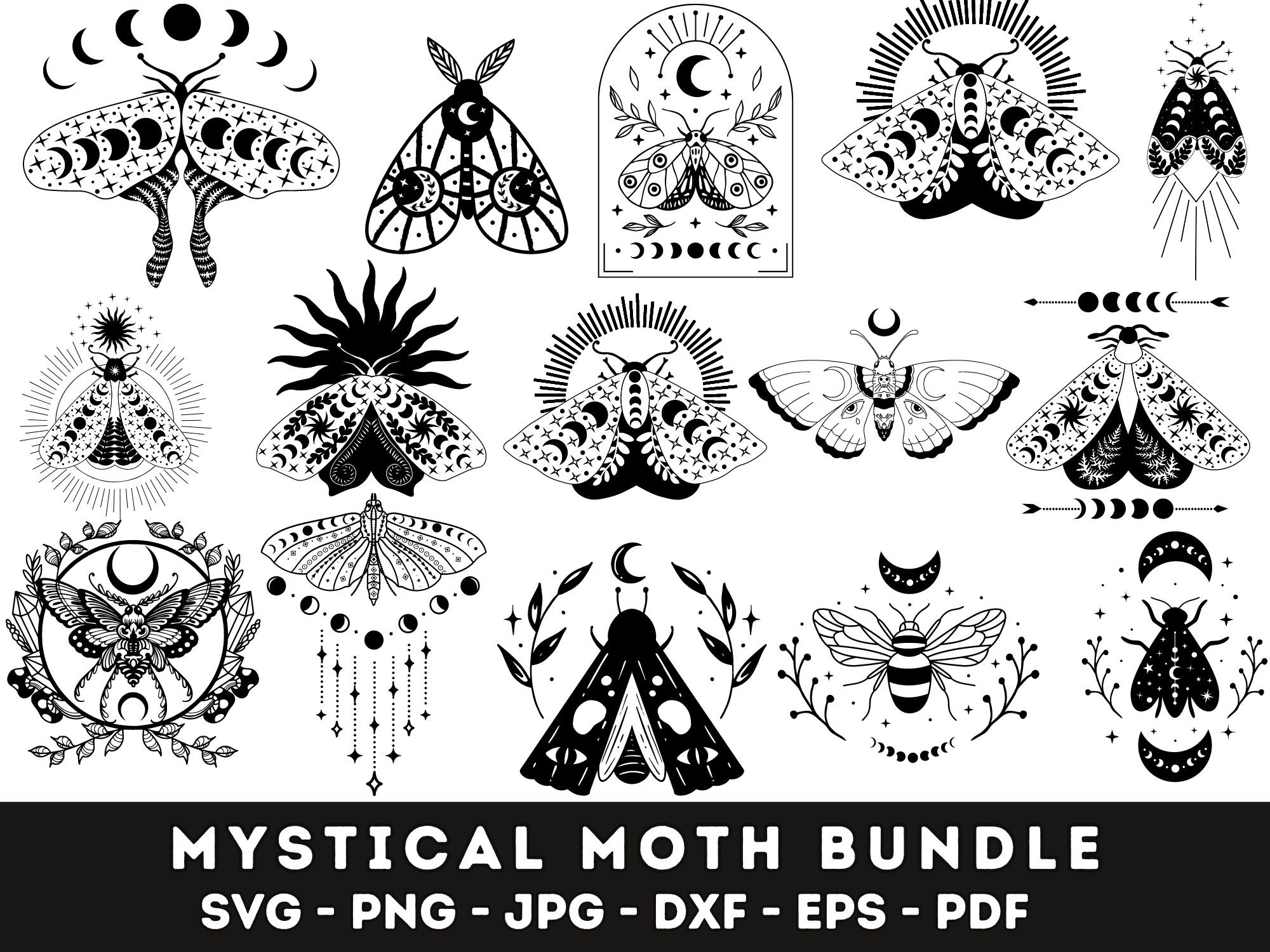 Moth SVG, Moths Clipart, Moth SVG Bundle, Moth Line Drawing, Cut File ...