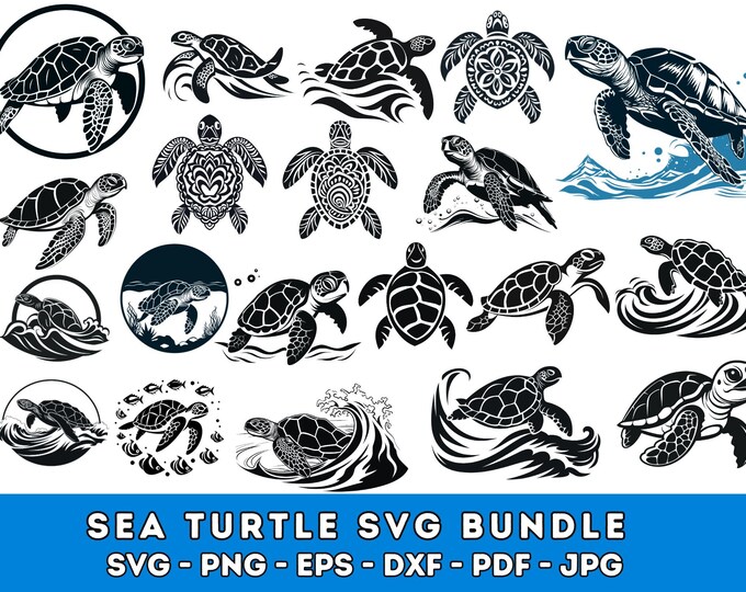 TURTLE SVG, Sea Turtle Svg, 200 Sea Turtles DESIGNS Clipart, Turtle Svg ...