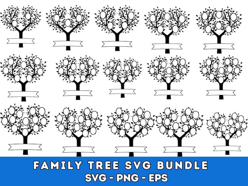 Family Tree Svg Bundle 2-16 Members Family Reunion Svg Tree Svg Tree of ...