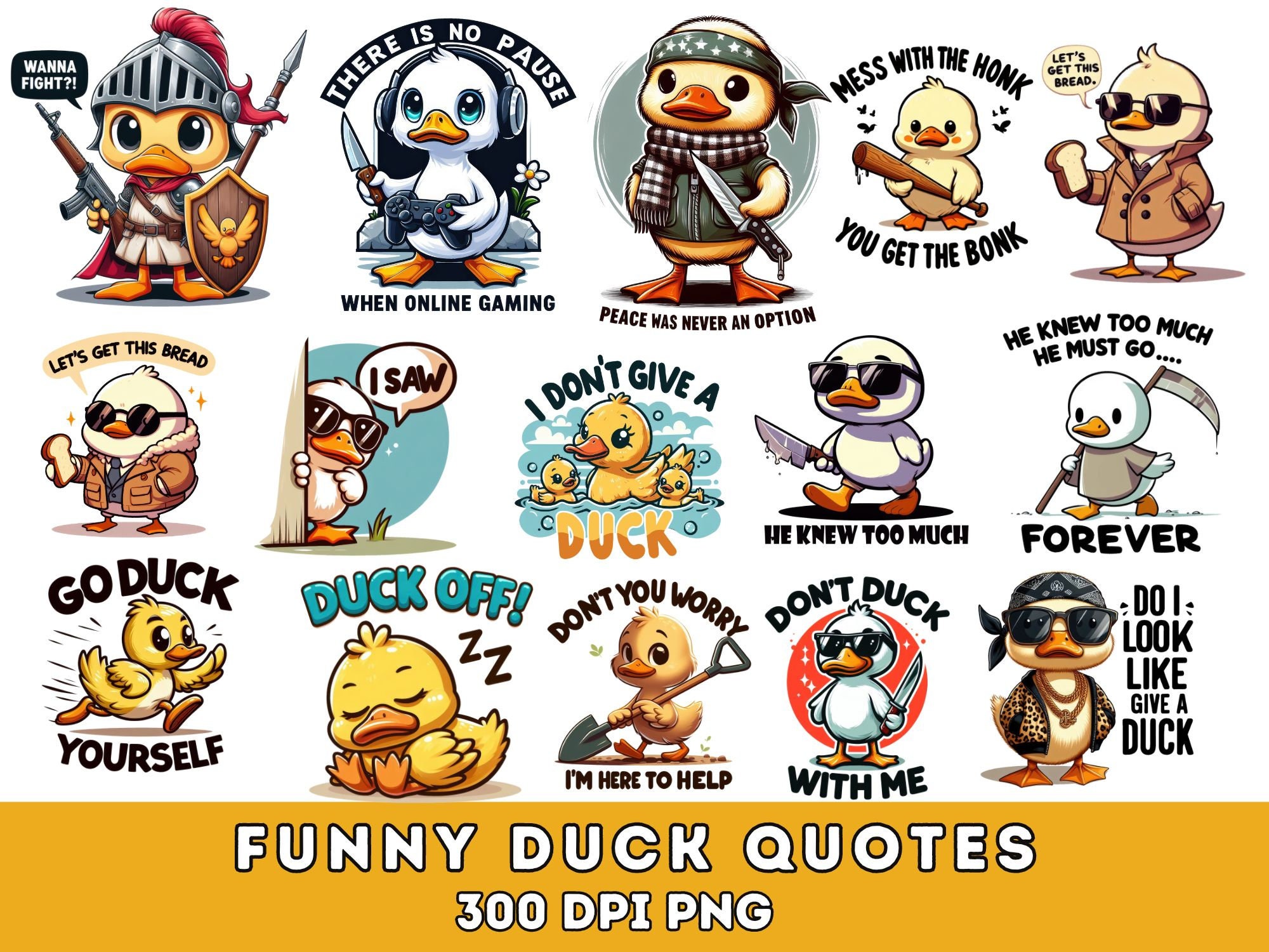 Funny Duck PNG, Funny Meme Bundle, Cute Duck, Duck Clipart, Happy Duck ...
