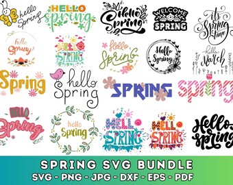 Spring Svg Bundle, Hello Spring Svg, Spring is Here Svg, Welcome Spring Svg Spring Sign Svg ...