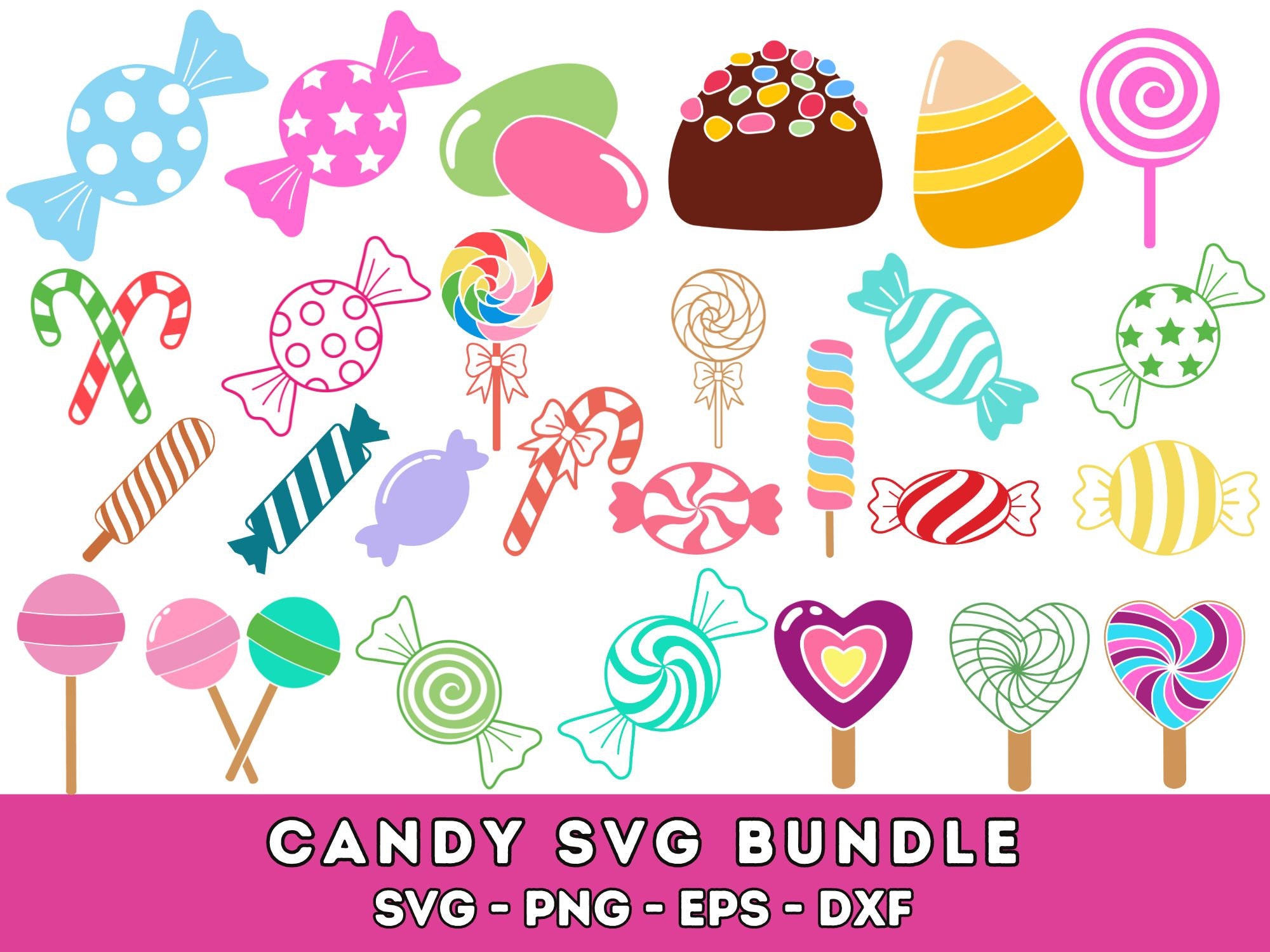 Candy Svg Bundle, Candy Party Svg, Candy Svg, Lollipop Svg, Sweets Svg ...