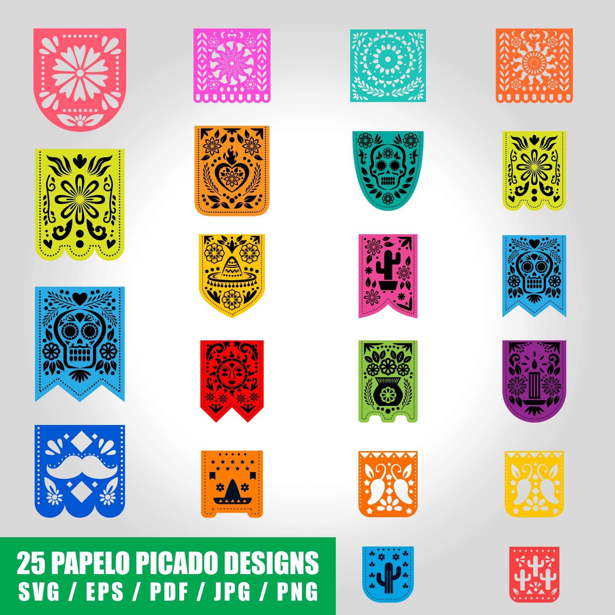 Papel Picado Svg, Papel Picado Svg Bundles, Papel Picado Clipart ...