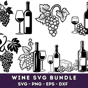 Wine SVG Bundle, Grapevine Svg, Board Fence Svg, Wine Glass Svg, Grape ...