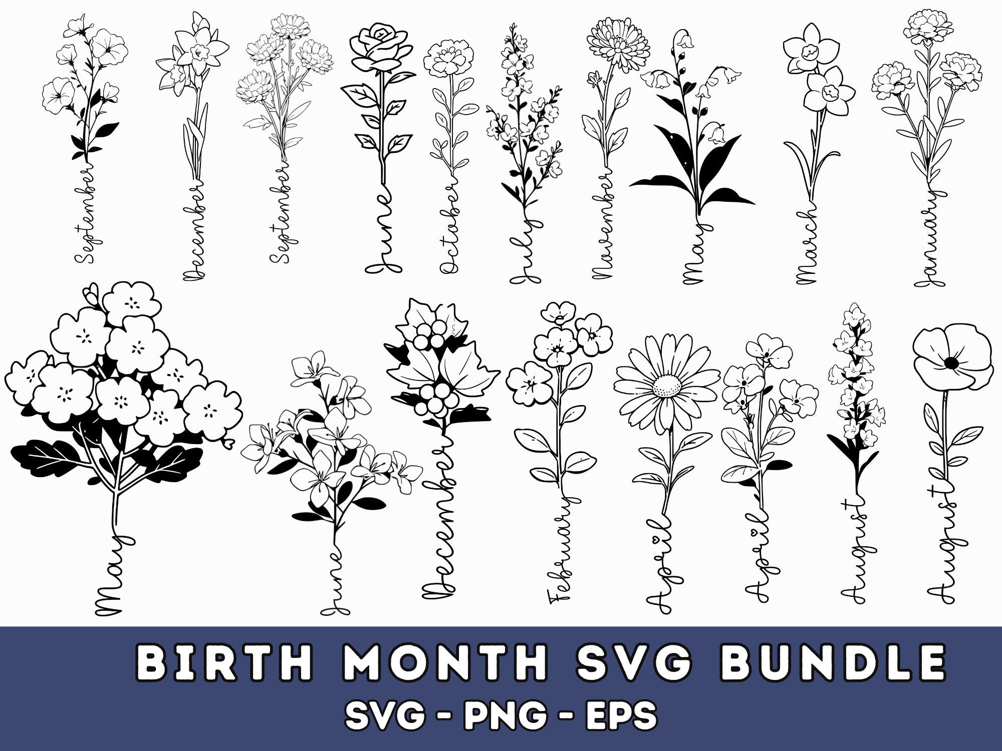 Birth Month Flower Svg | Birthday Flower SVG | Birth Flower SVG Bundle ...