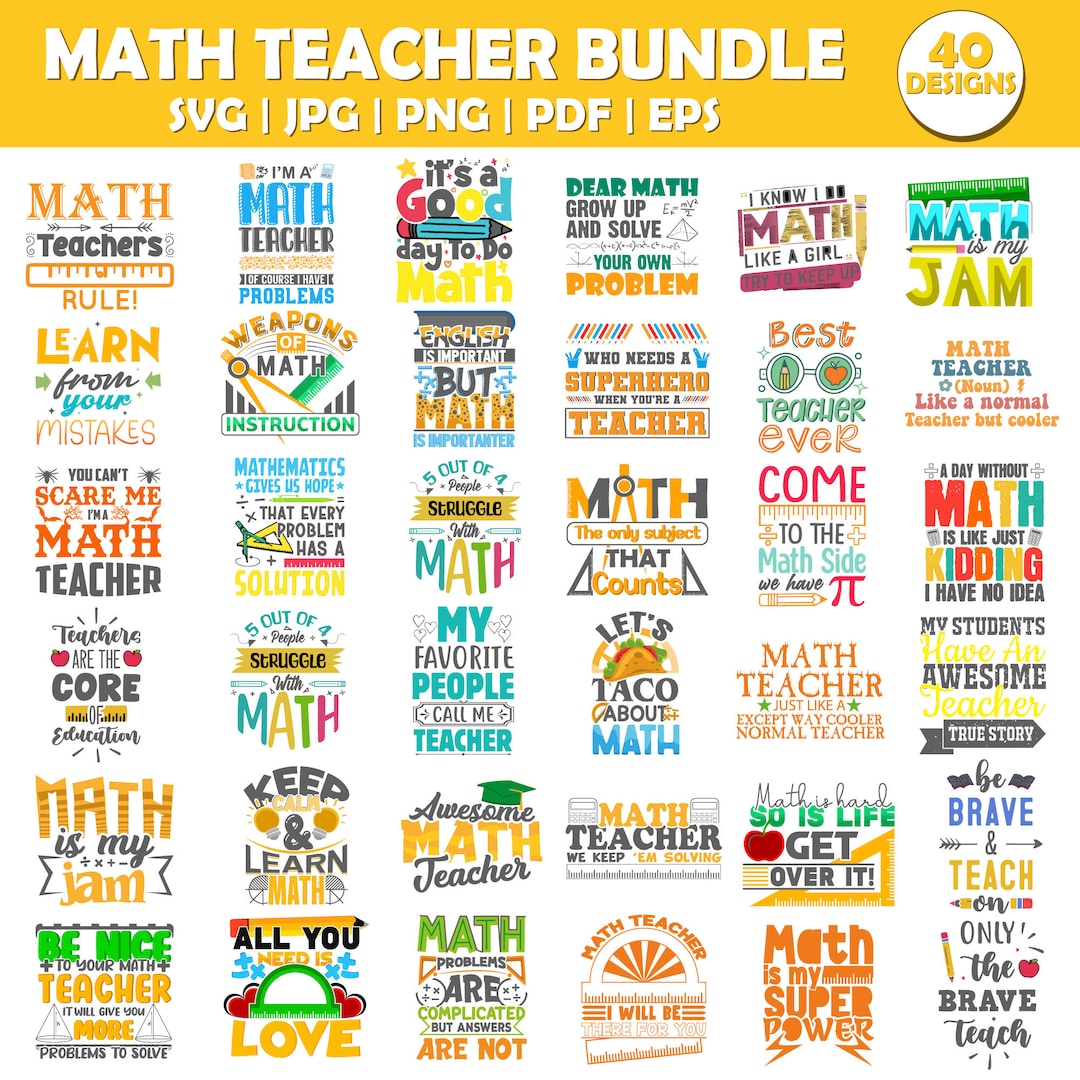 Math Teacher SVG PNG Bundle, Math Teacher Svg, Teacher Svg, Back to ...