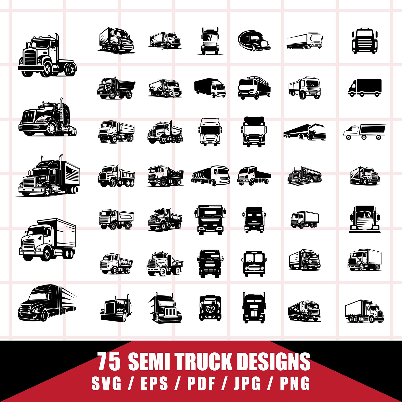 75 Semi Truck Svg Bundles, Semi Truck Clipart, Semi Truck Svg Cut Files ...