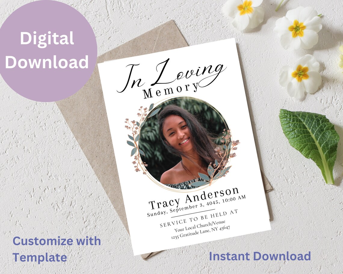 Editable Funeral Announcement Template - Instant Download Canva Design ...