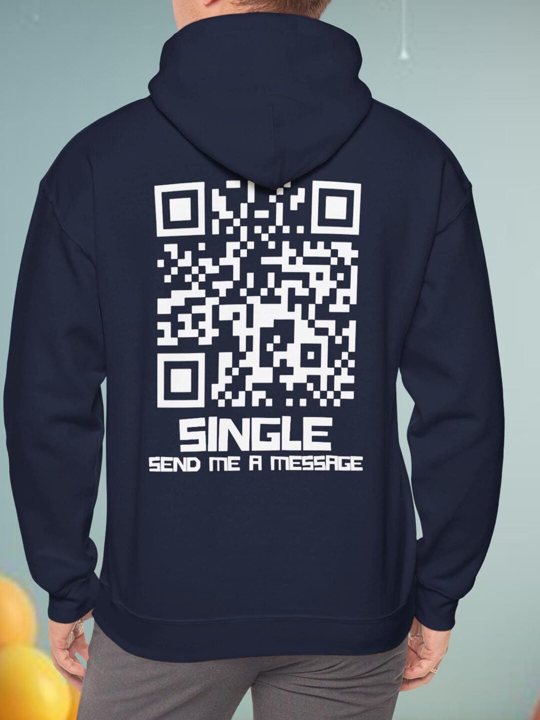 Custom QR Code Hooded Sweatshirt Dating Profile Link Facebook Single ...