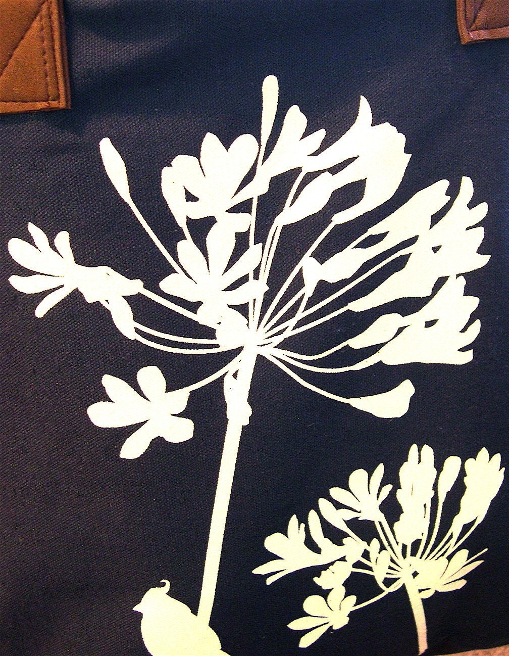 SALE Navy Blue Cardinal on Agapanthus Shoulder Tote Bag - Etsy