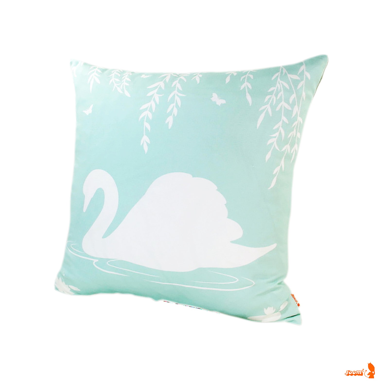 White and Pastel Light Blue Swan in the Swamp 18 Inches Square - Etsy