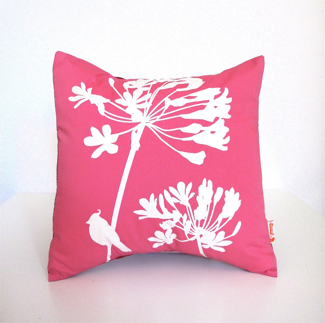 Hot Pink Cardinal on Agapanthus-mini 10.5 Inches Square Pillow - Etsy