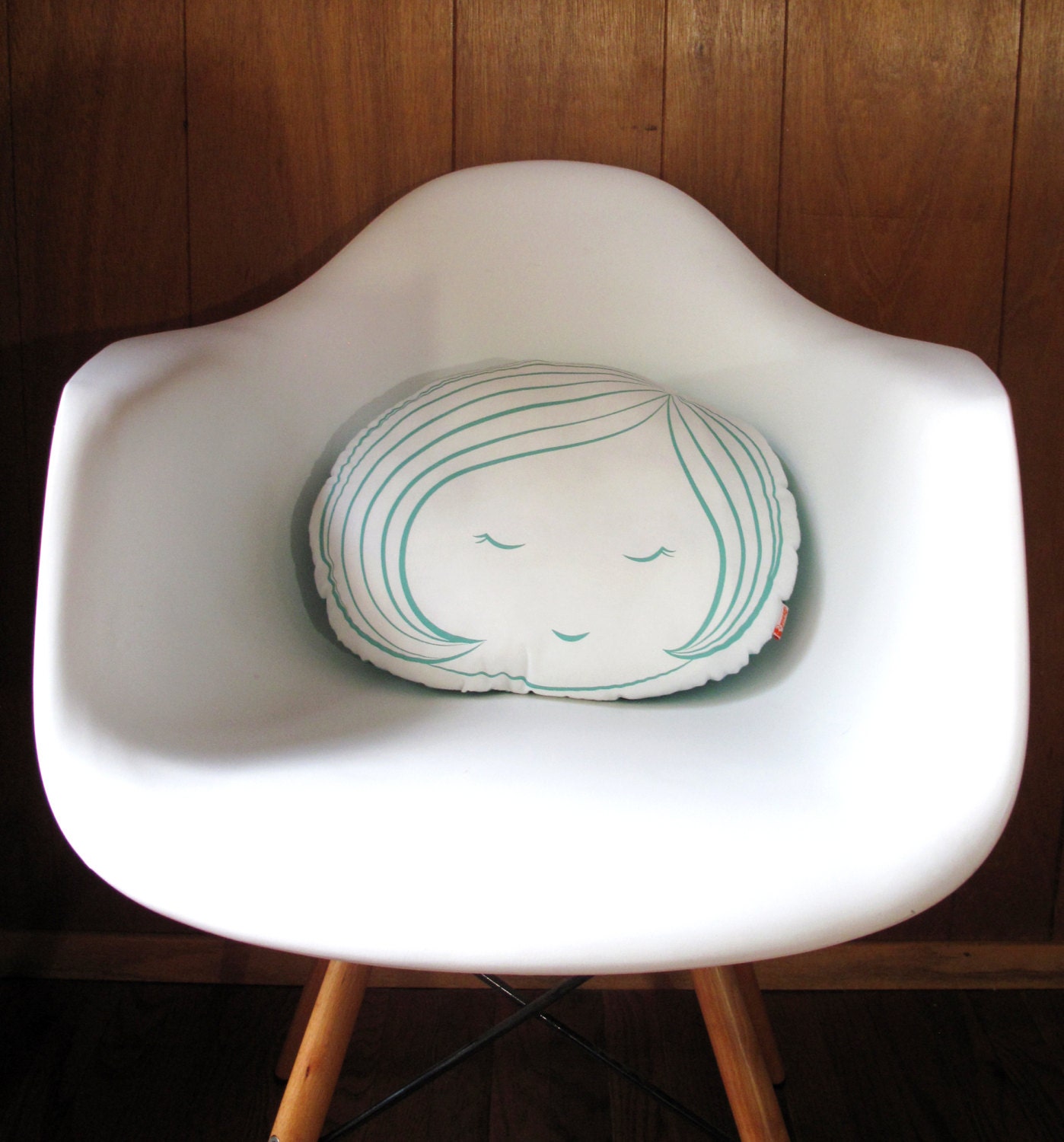 Limited Edition Girl Face Plush Pillow in Mint Green Print - Etsy