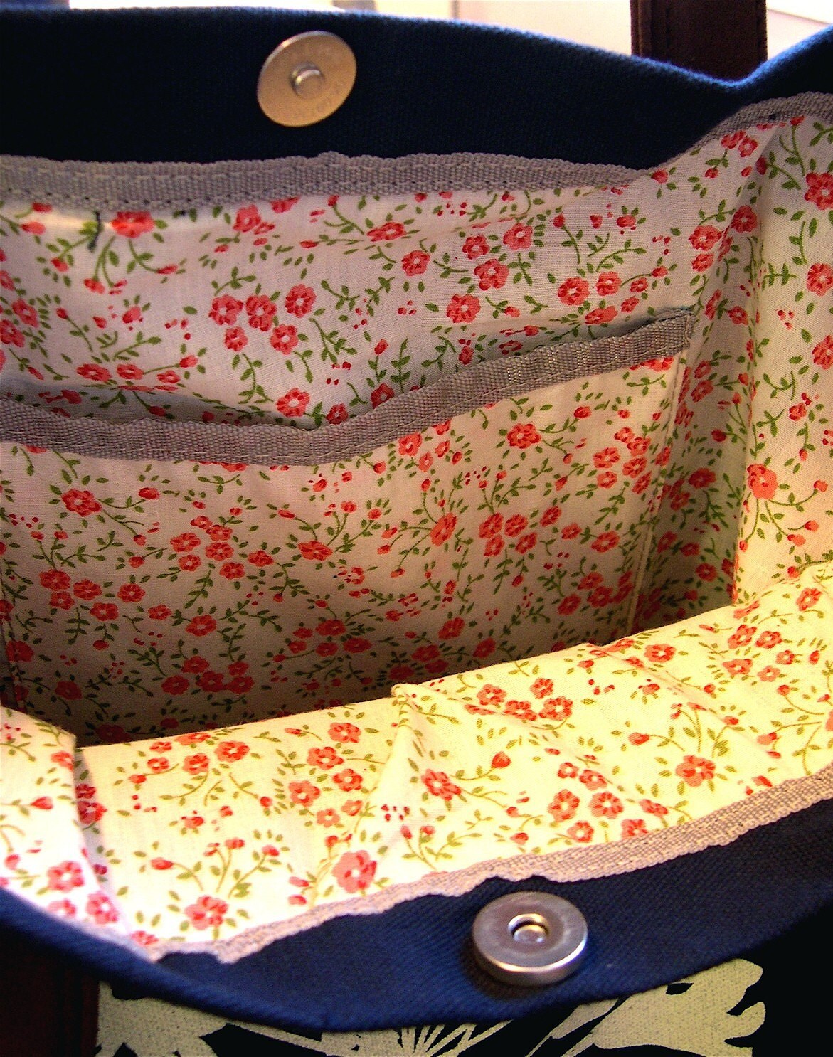 SALE Navy Blue Cardinal on Agapanthus Shoulder Tote Bag - Etsy