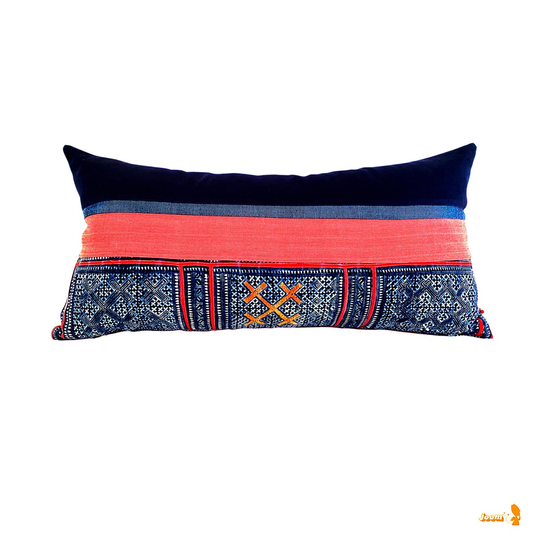 Vintage Hmong Red Striped Quilts With Blue and Pink Hand Woven ...