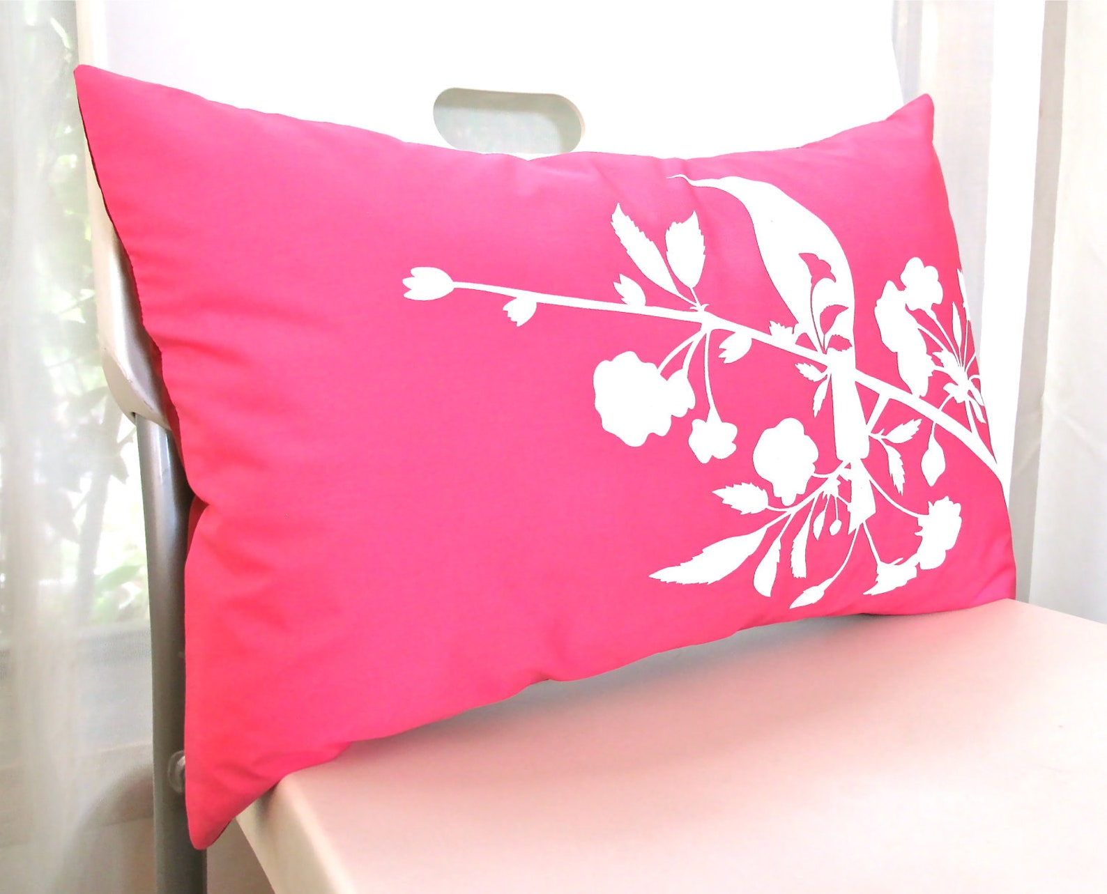 Hot Pink Blooming Blossom Rectangle Pillow - Etsy
