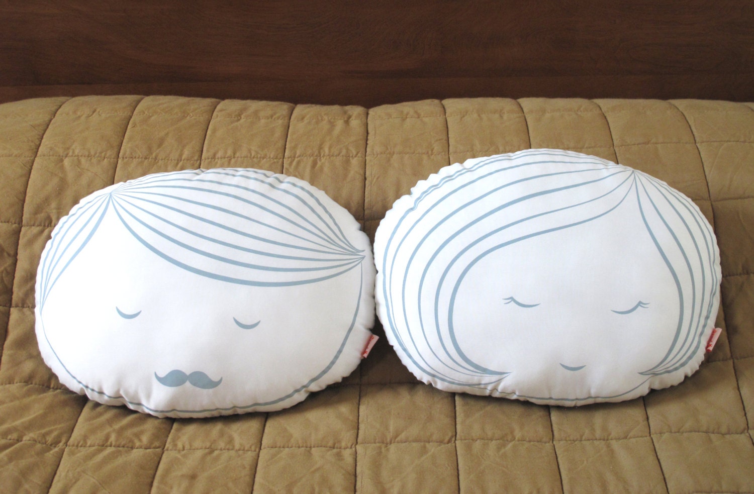 Limited Edition Girl Face Plush Pillow in Light Grey Blue | Etsy