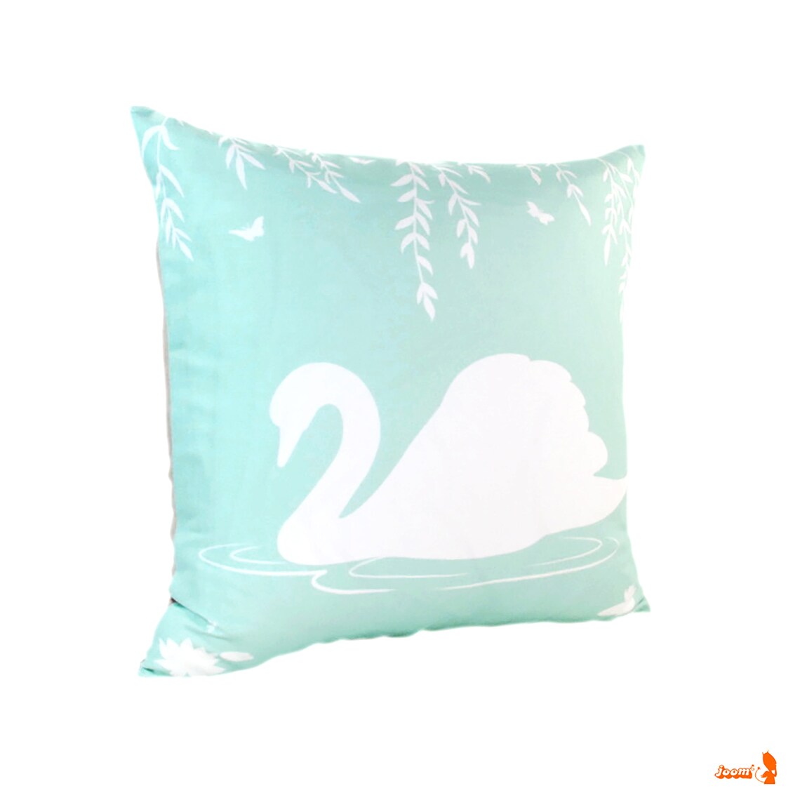 White and Pastel Light Blue Swan in the Swamp 18 Inches Square - Etsy