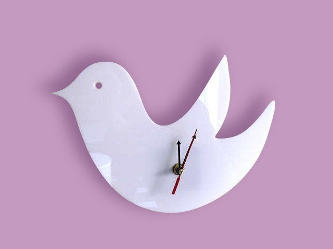 White Birdie Wall Hanging Clock - Etsy