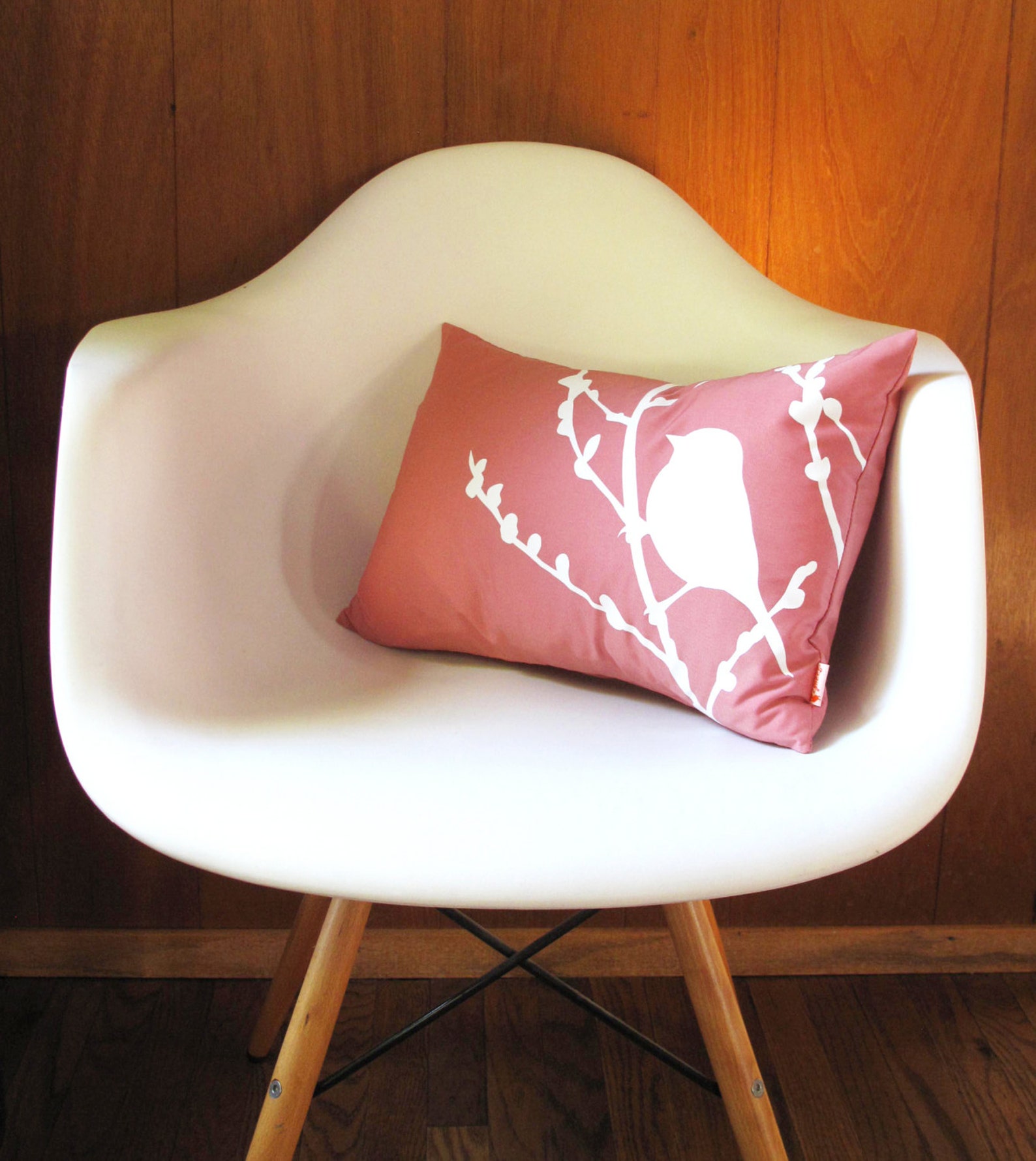 Rose Pink Bird on Cherry Blossom Rectangle Pillow | Etsy