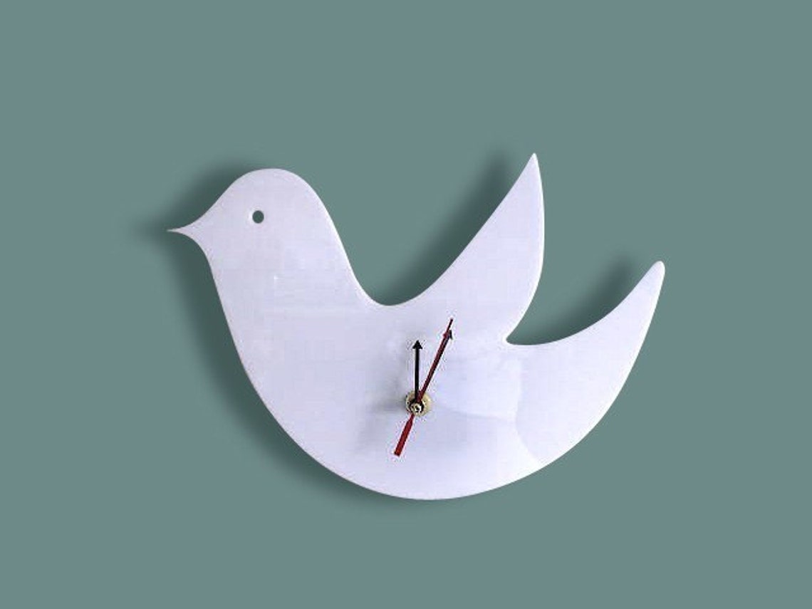 White Birdie Wall Hanging Clock - Etsy