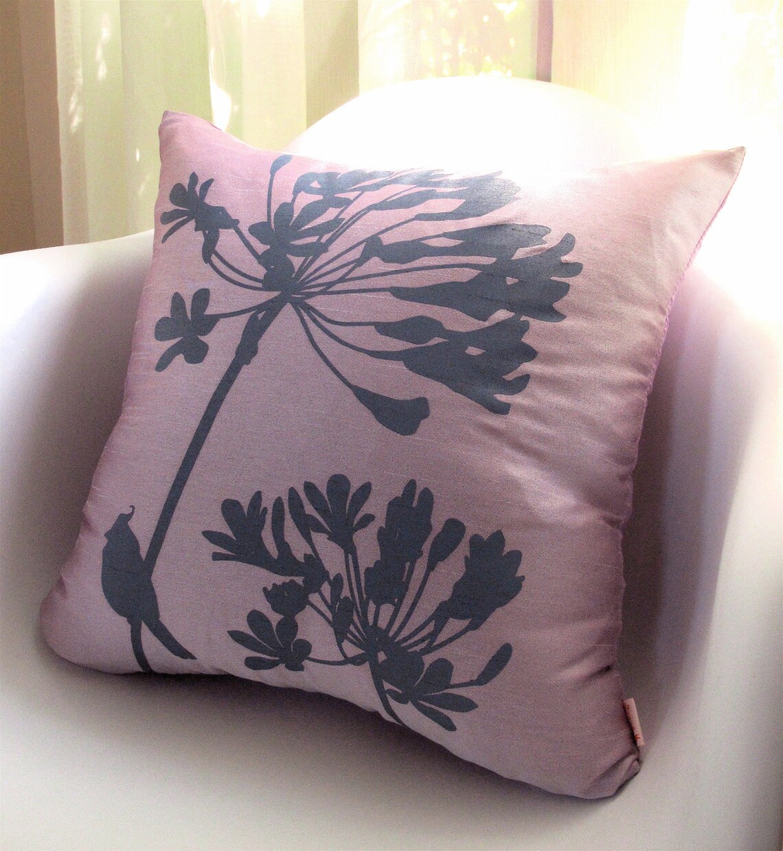 SALE Pastel Lavender Cardinal on Agapanthus 17 Inches Square - Etsy
