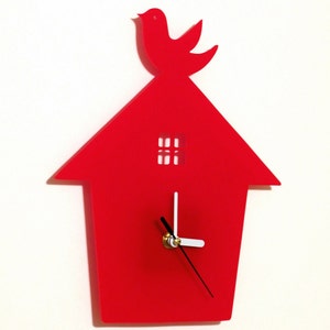 Red Bird House Wall Hanging Clock - Etsy